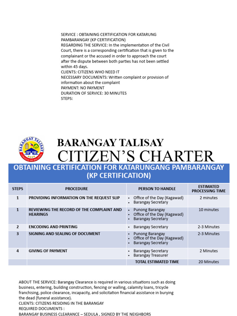 5.3 Sample Citizens Charter | PDF | Complaint | Fee