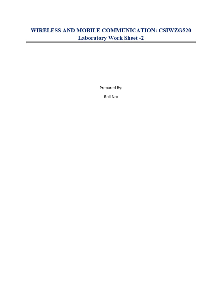 Lab Worksheet 2 - Wireless and Mobile Communication - 013601 | PDF | Electrical Engineering ...