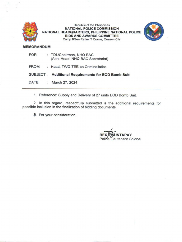 Technical Specifications For Bomb Suit | PDF | Justice | Crime & Violence