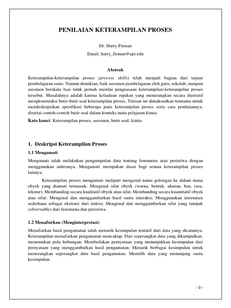 Penilaian Keterampilan Proses Sains | PDF