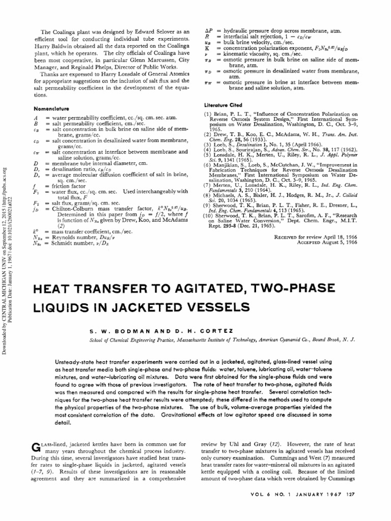 Heat Transfer To Agitated, Two-Phase Liquids in Jacketed Vessels | PDF ...
