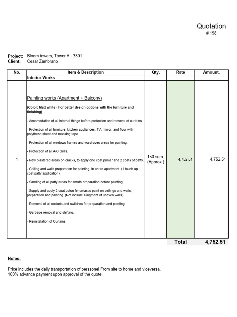 Quotation in Dubai Ofor Painting | PDF | Technology & Engineering