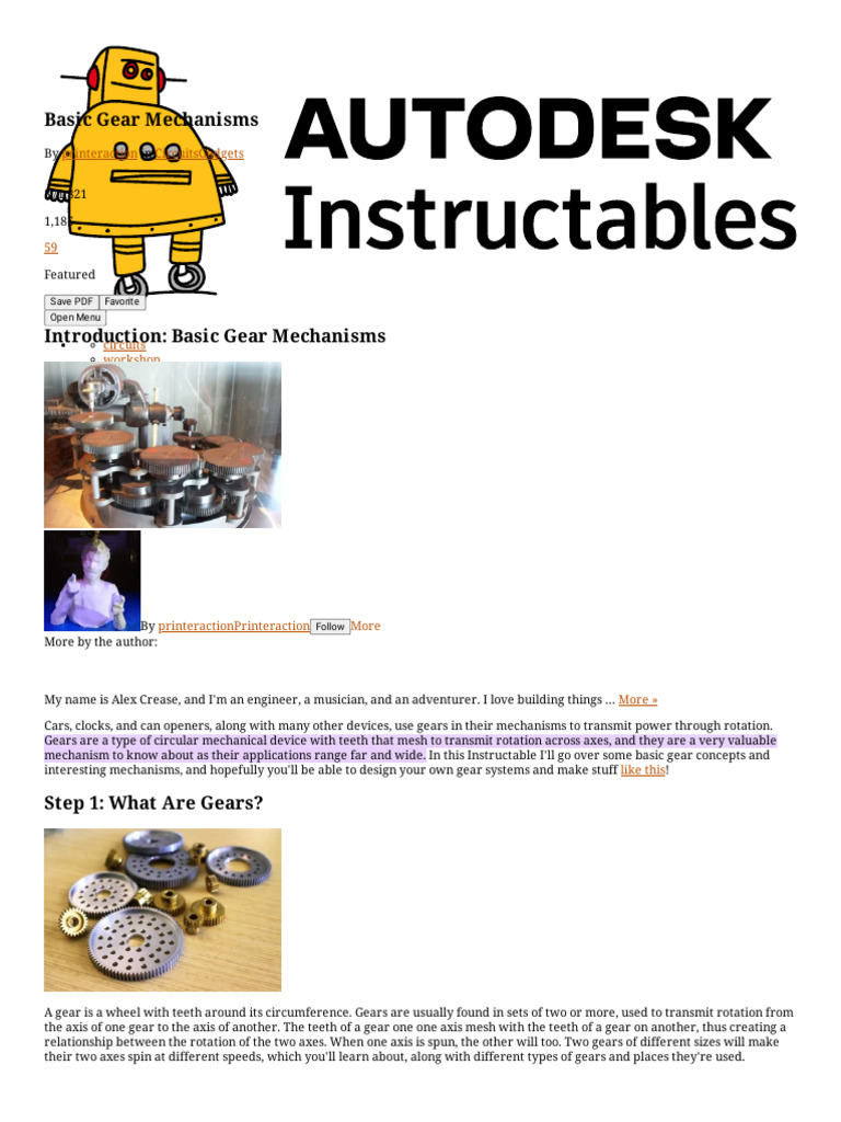 Basic Gear Mechanisms - 21 Steps (With Pictures) - Instructables | PDF | Gear | Clutch