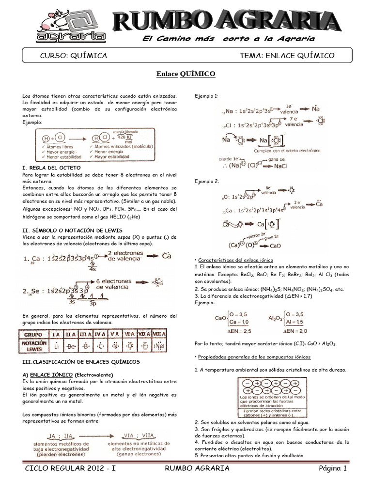 Enlace Químico Pdf Enlace Químico Enlace Covalente