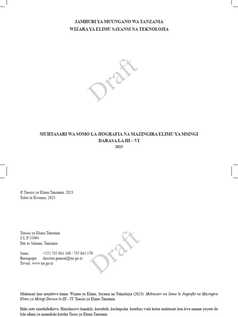 Jiografia Na Mazingira Final Draft 2 | PDF