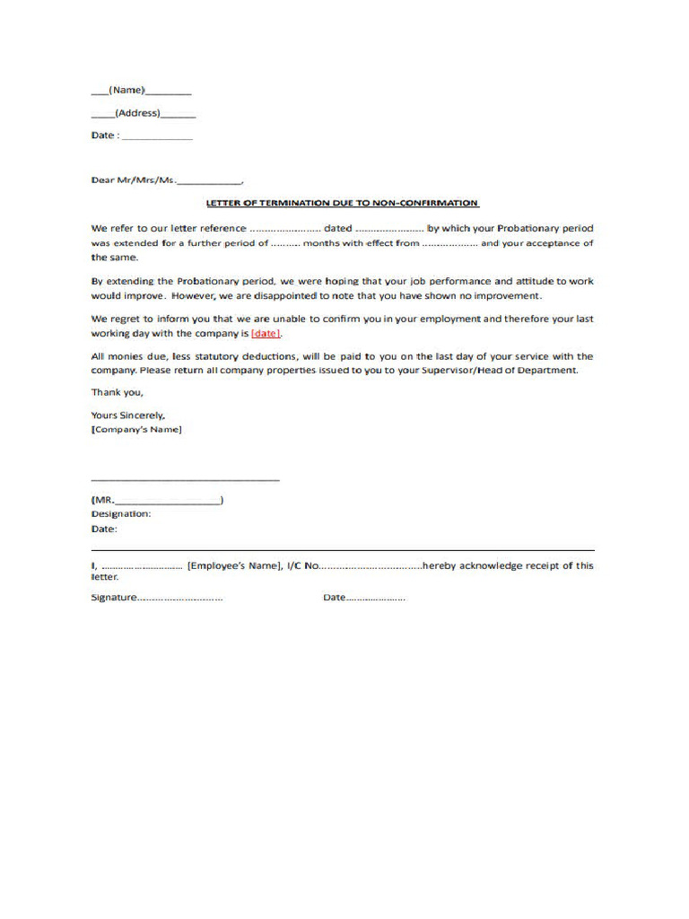 2.8 Non Confirmation Letter | PDF