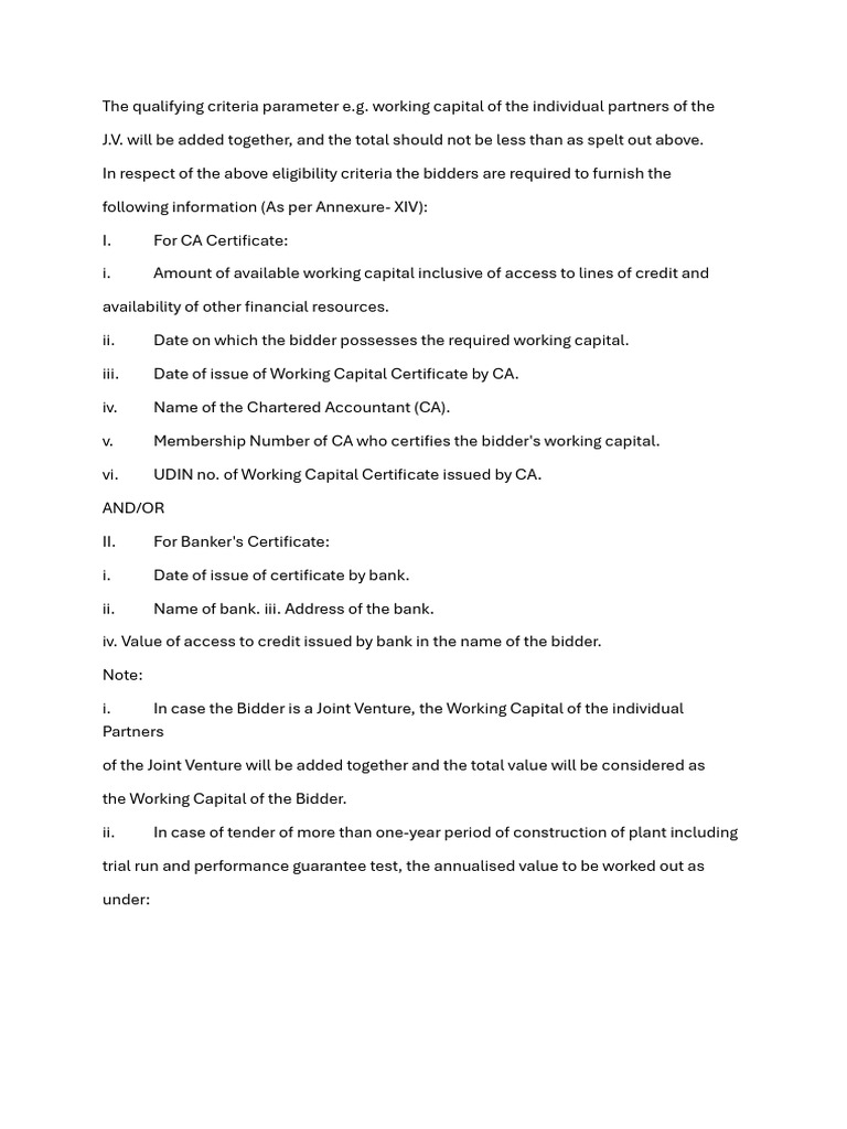 Financial Qualifying Criteria | PDF | Joint Venture | Taxes