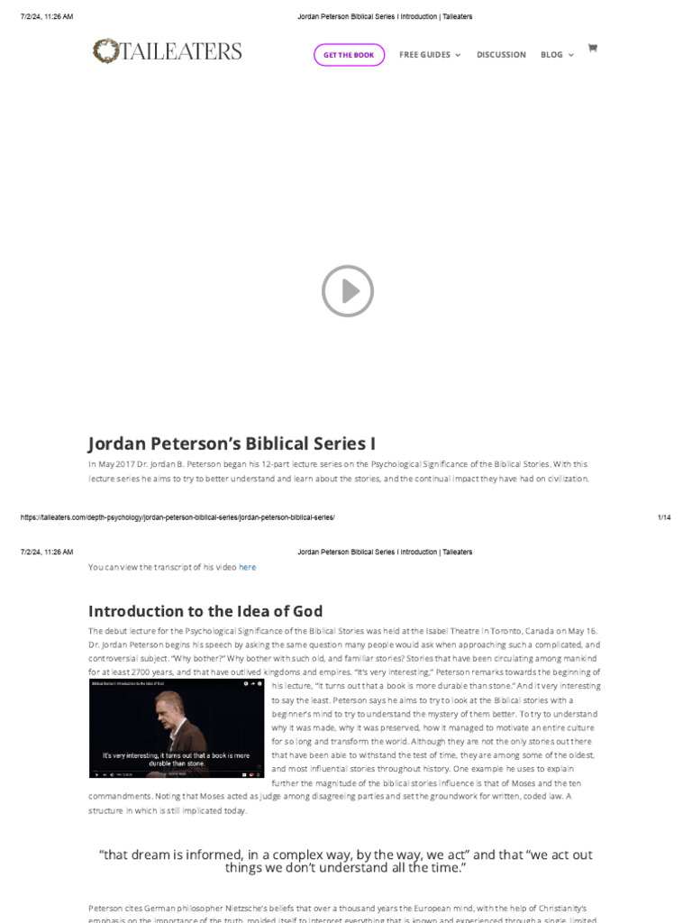 Jordan Peterson Biblical Series I Introduction _ Taileaters | PDF ...