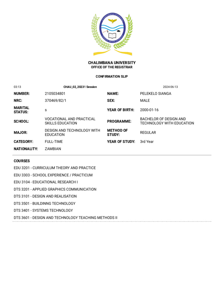 Confirmation Slip | PDF