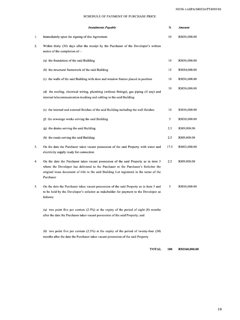 Lot 85_ Schedule g | PDF