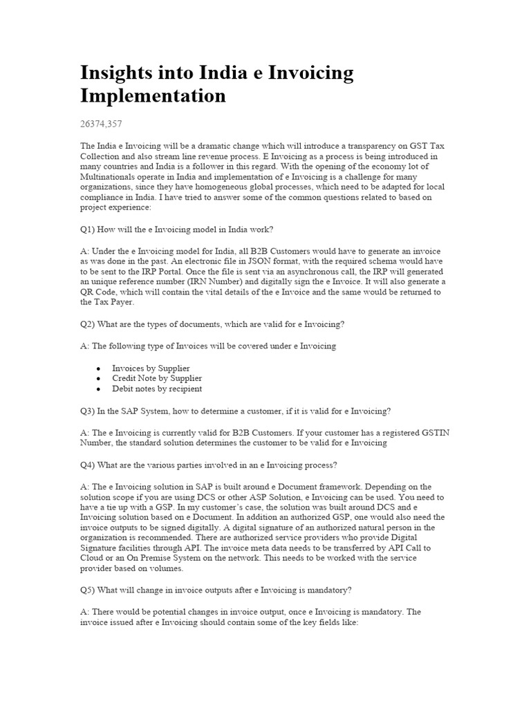 GST INDIA E-Invoice Integration | PDF | Invoice