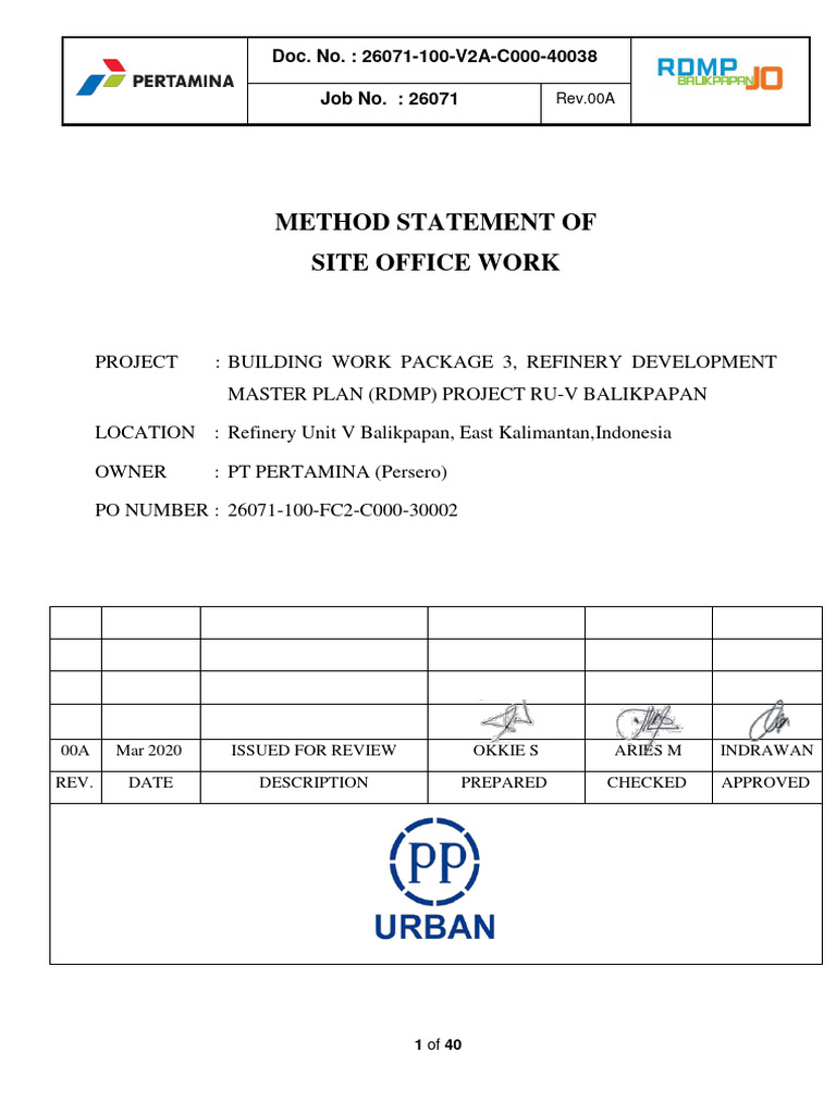 Site Office Work Method Statement | PDF | Personal Protective Equipment ...