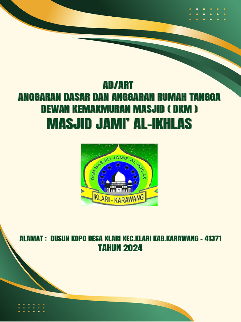 AD-ART MASJID JAMI' AL-IKHLAS | PDF