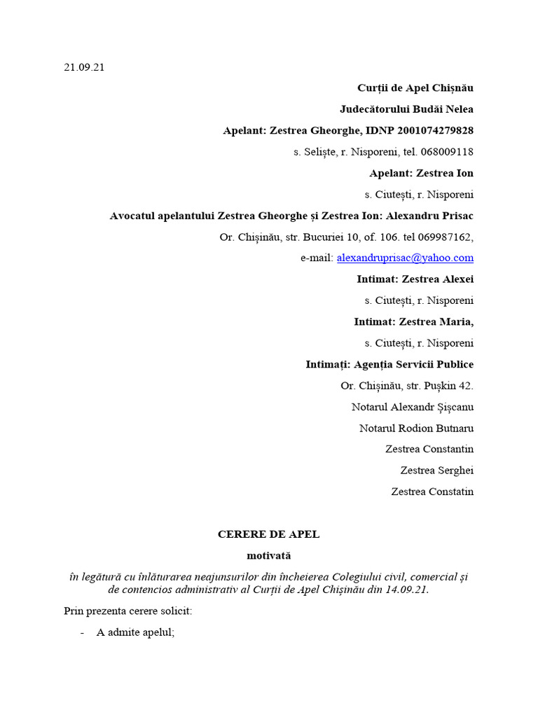 Cerere de Apel Motivată | PDF