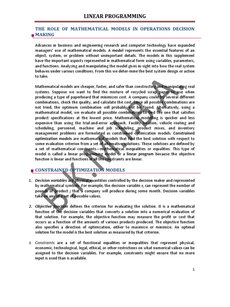 Linear Programing | PDF | Mathematical Optimization | Loss Function