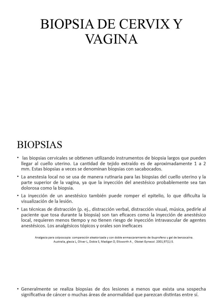 Biopsias Cervicales y Vaginales: Procedimientos y Recomendaciones | PDF ...