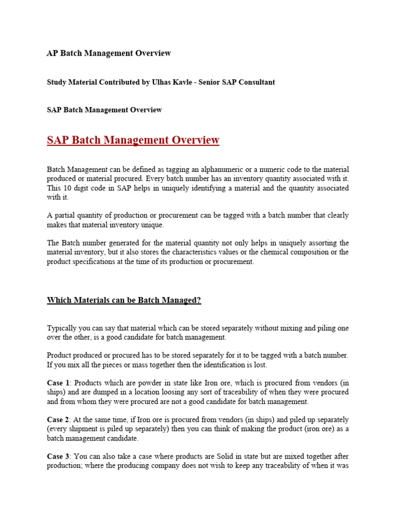 AP Batch Management Overview | PDF