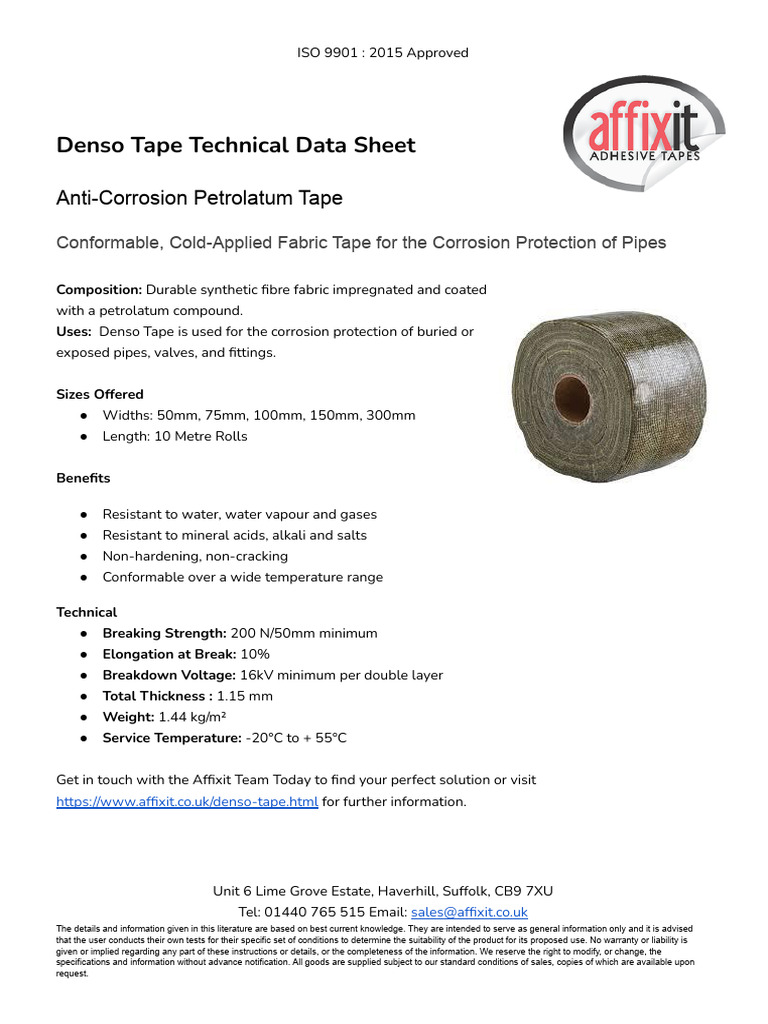 Denso Tape Technical Data Sheet Affixit | PDF | Home & Garden ...