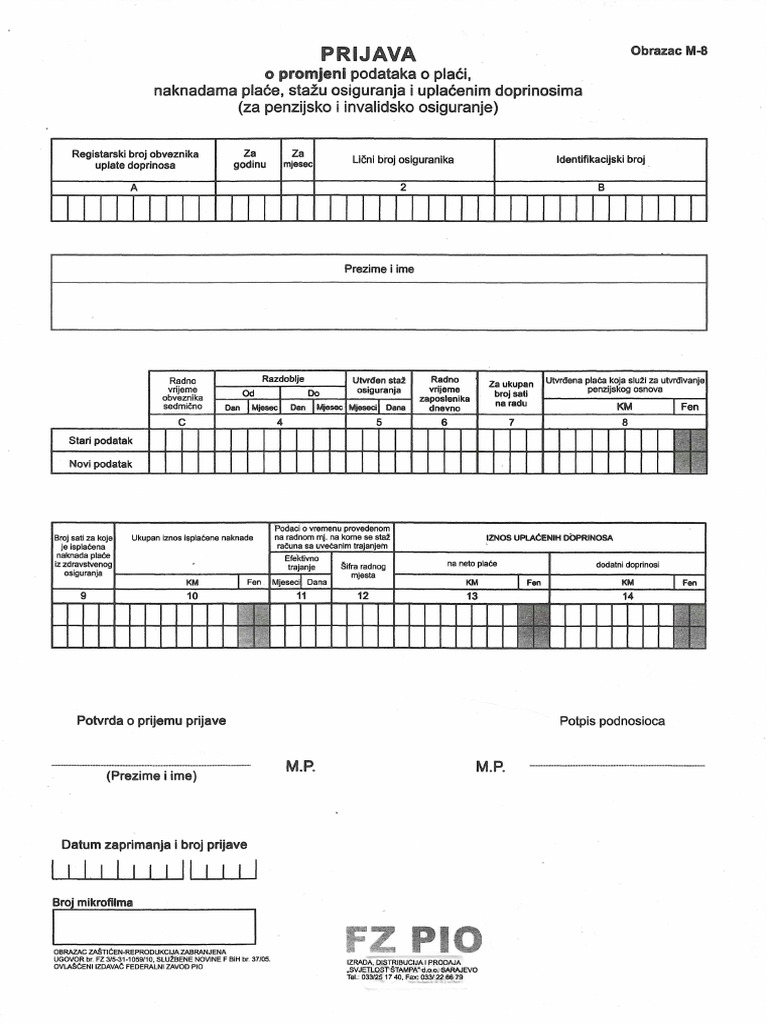 Obrazac M8 | PDF