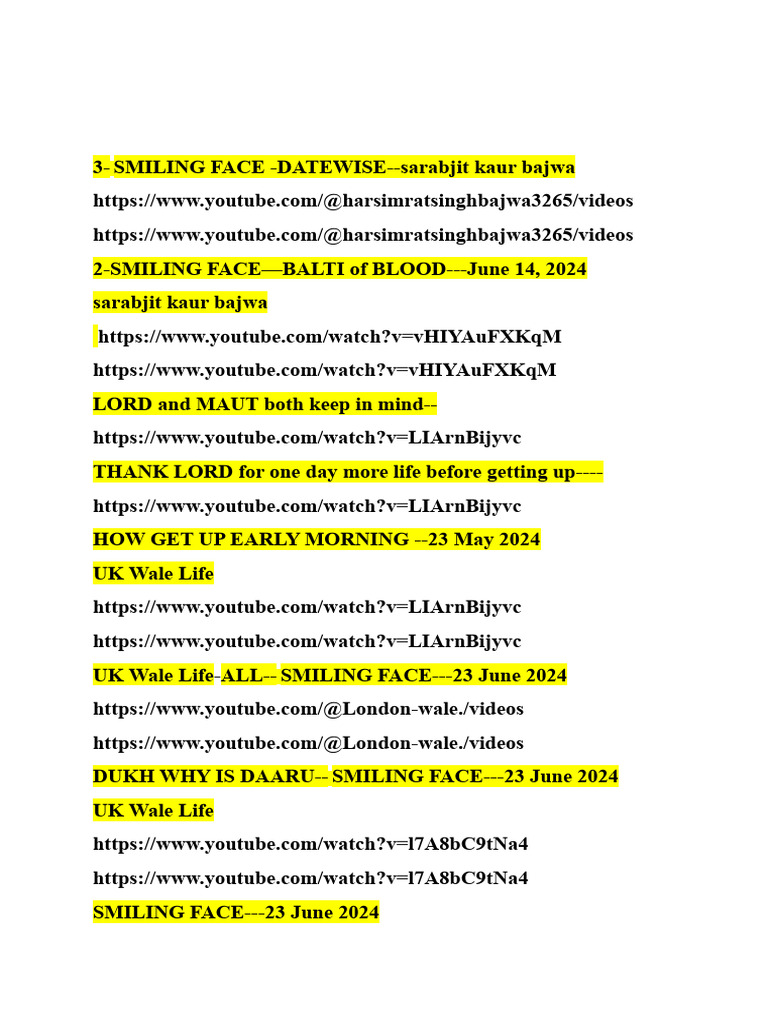 3 - SMILING FACE - DATEWISE - Sarabjit Kaur Bajwa | PDF | Nāstika ...