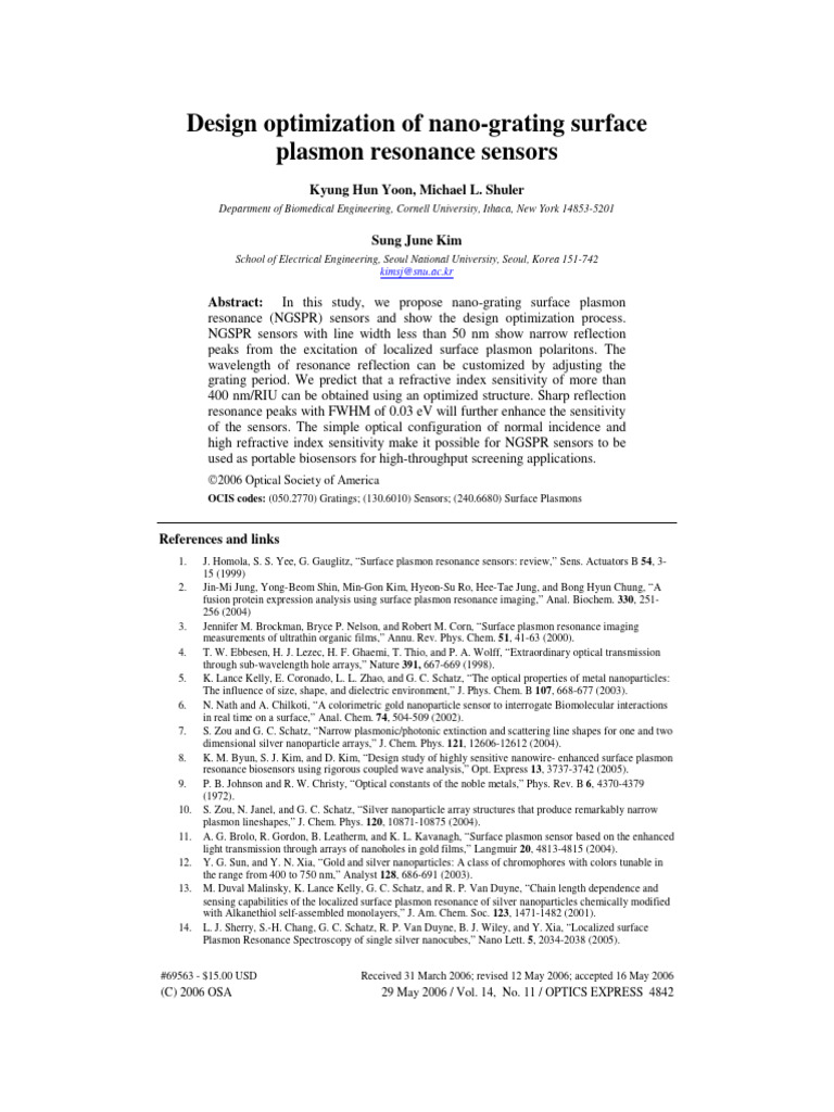 Design Optimization of Nano Grating Surface | PDF | Surface Plasmon ... Design Optimization of Nano Grating Surface | PDF | Surface Plasmon ...
