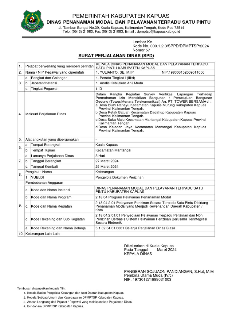 SPPD Yuel Pengesahan | PDF