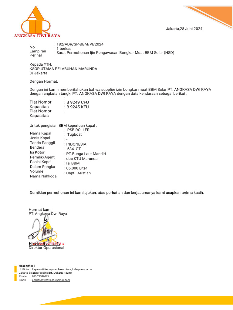 Izin Bungker PSB Roller | PDF