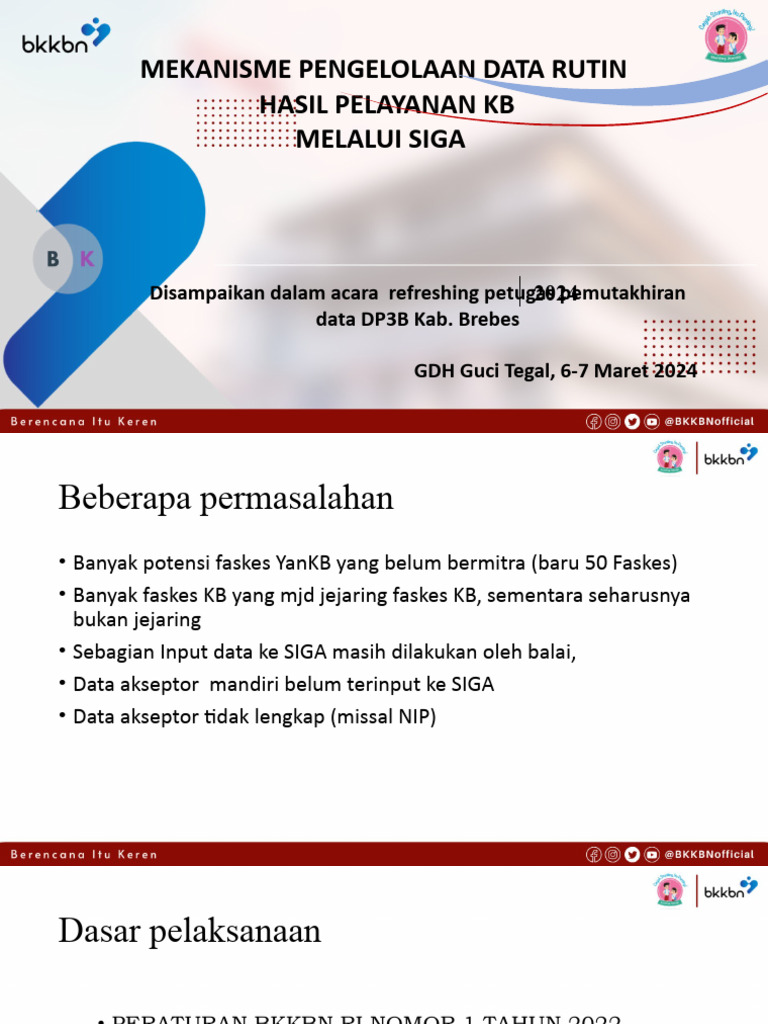 Mekanisme Pengelolaan Data Rutin SIGA - YAN KB (Dalduk PP 9 Januari 2024) | PDF