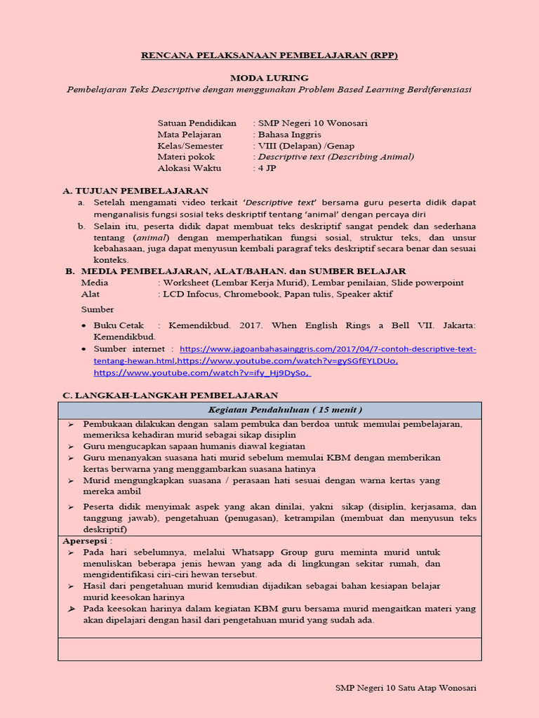 RPP Berdiferensiasi - KLS 8 | PDF | Karier & Perkembangan | Sains & Matematika