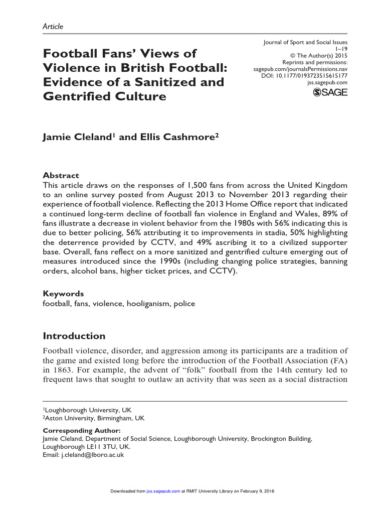 Football Fans' Views on Violence Trends | PDF | Violence | Police