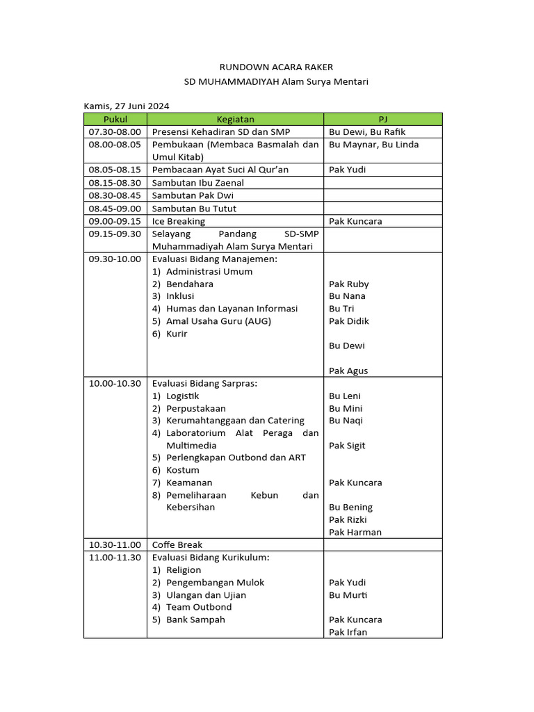 RUNDOWN ACARA RAKER 2024 Salinan | PDF
