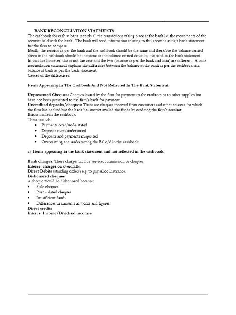 6 - Bank - Reconciliation Additional Notes and Illustration | PDF ...