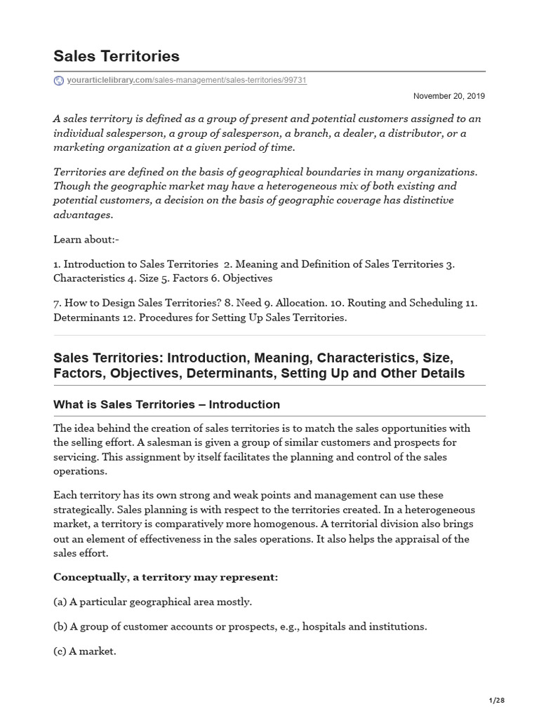Sales Territories | PDF | Sales | Market (Economics)