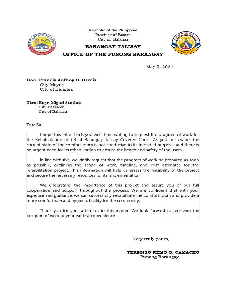 LETTER FOR ENGR. OFFICE POSO | PDF | Internet