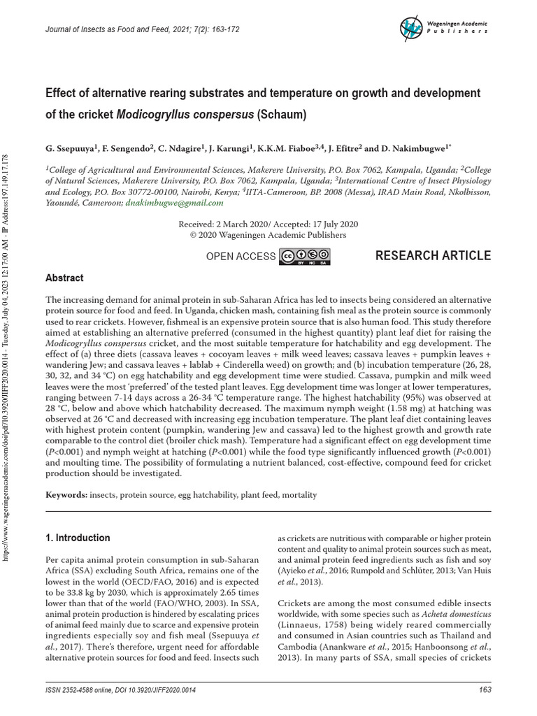 Ssepuuya Et Al. - 2021 - Effect of Alternative Rearing Substrates and ...