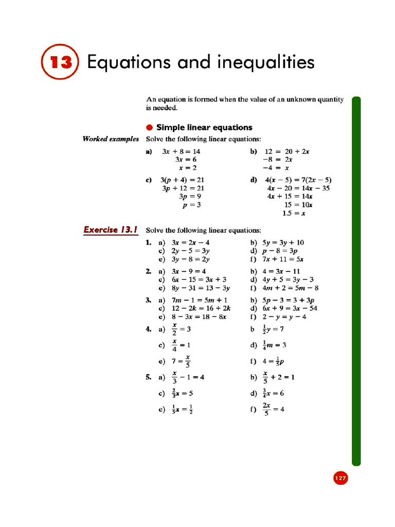 (B18) 13 - Equation - & - Inequalities | PDF
