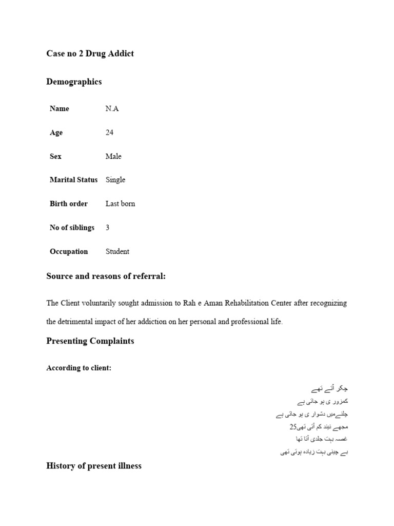 drug_addiction_case | PDF | Substance Abuse | Cognitive Behavioral Therapy