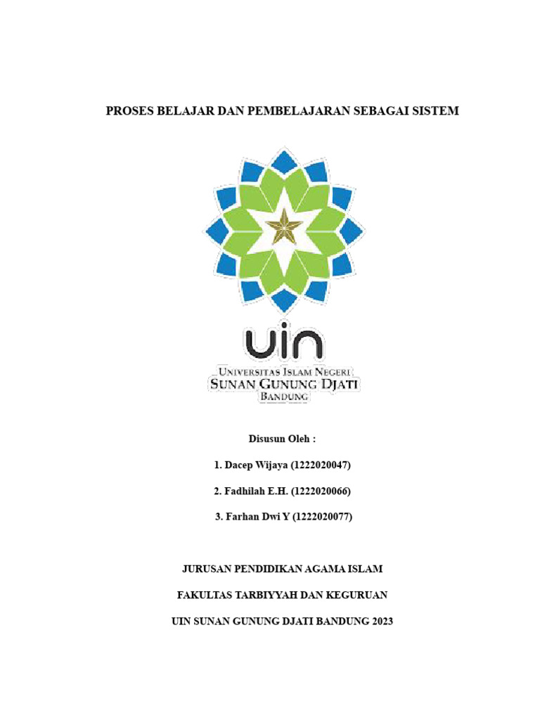 Proses Belajar Dan Pembelajaran Sebagai Sistem - Kel3-1 | PDF | Karier & Perkembangan | Sains ...