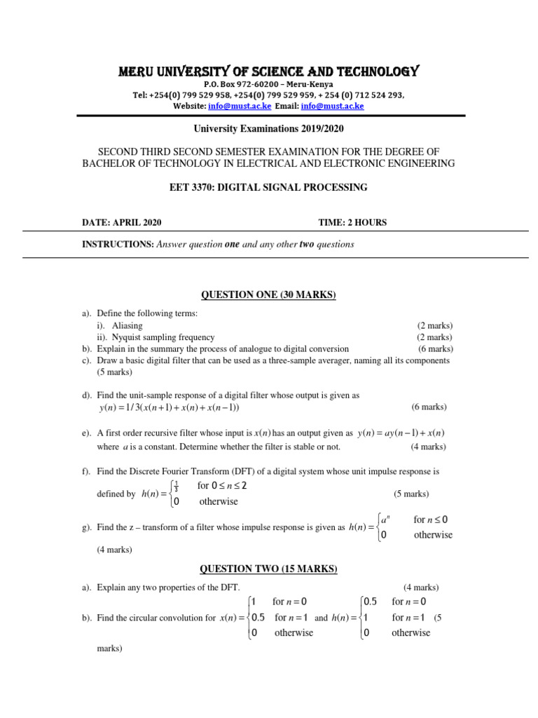 Eet 3370 Digital Signal Processing 2 | PDF | Digital Signal Processing | Signal Processing