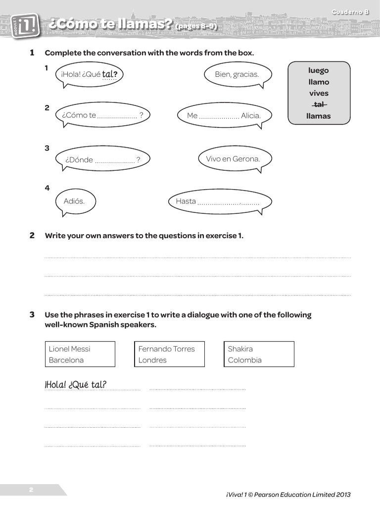 ¡Viva 1 Workbook B Module 1 | PDF