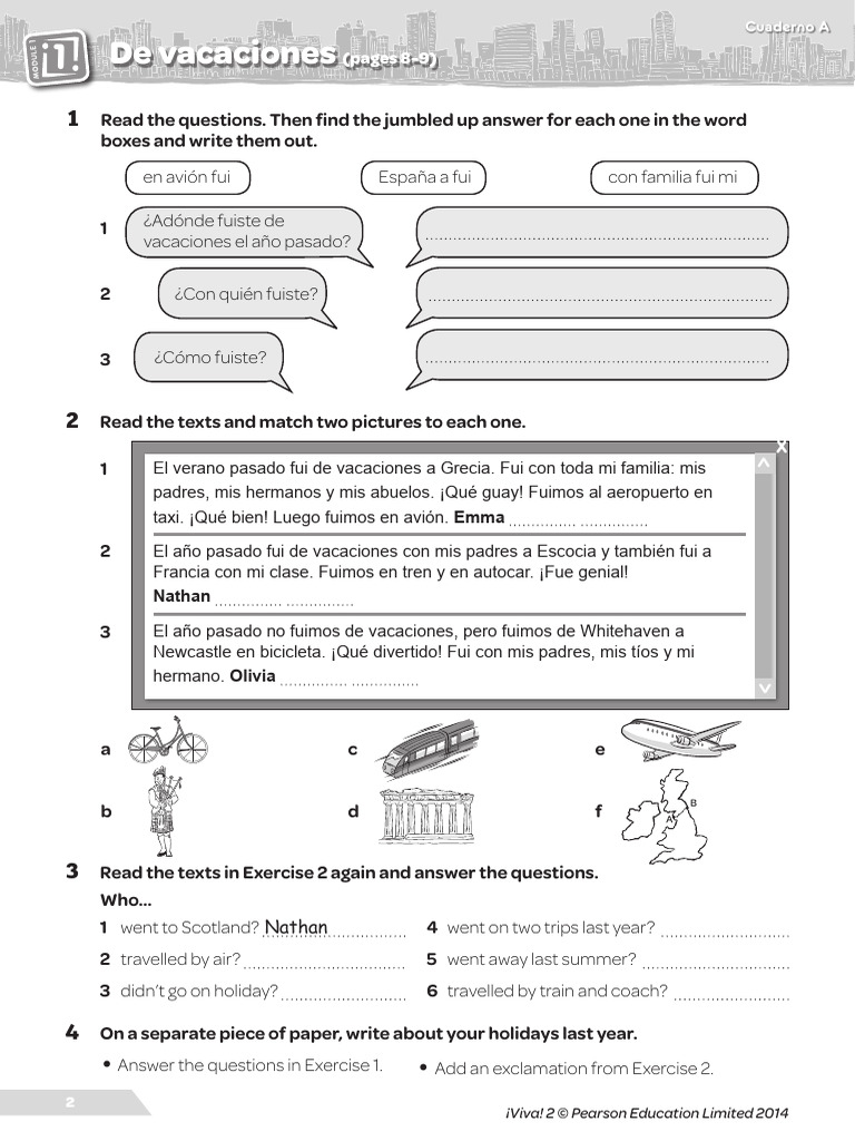 ¡Viva 2 Workbook A Module 1 | PDF