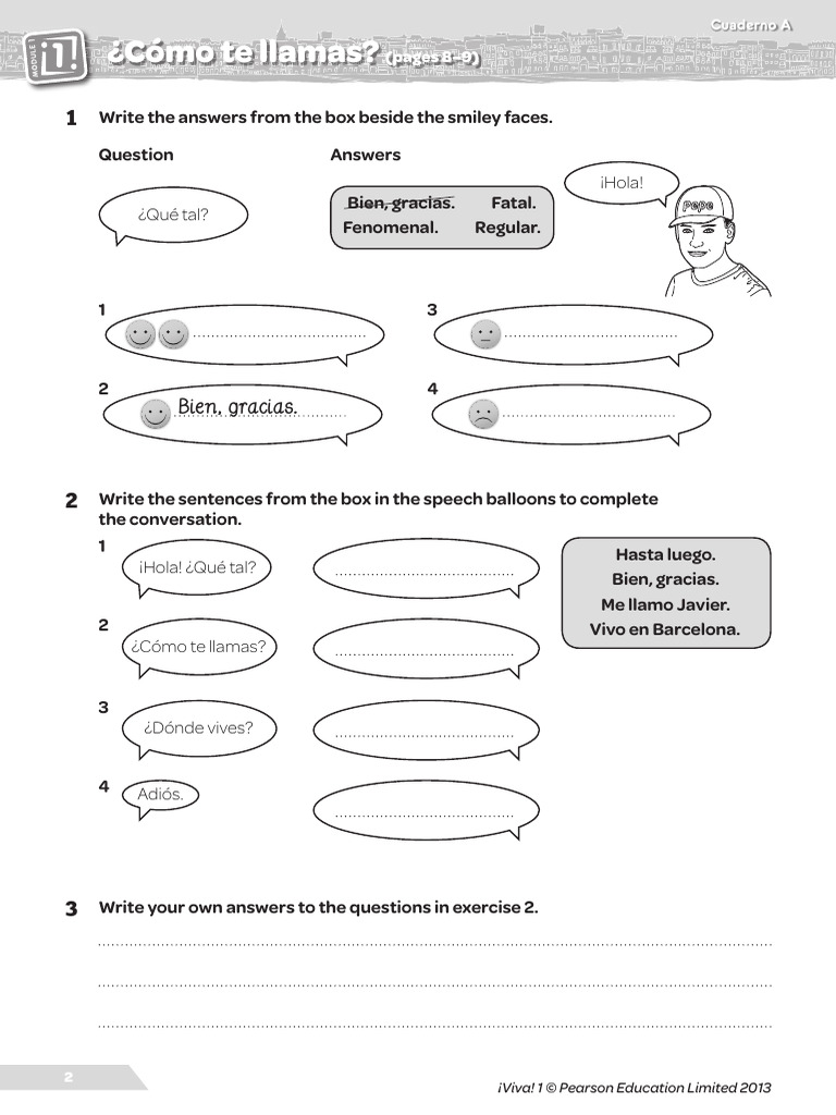 ¡Viva 1 Workbook A Module 1 | PDF | Animales y humanos