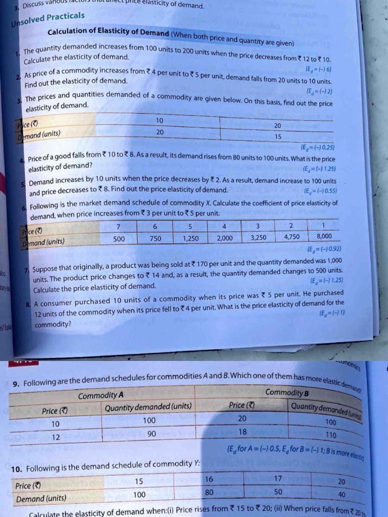 Elasticity of Demand Numericals | PDF