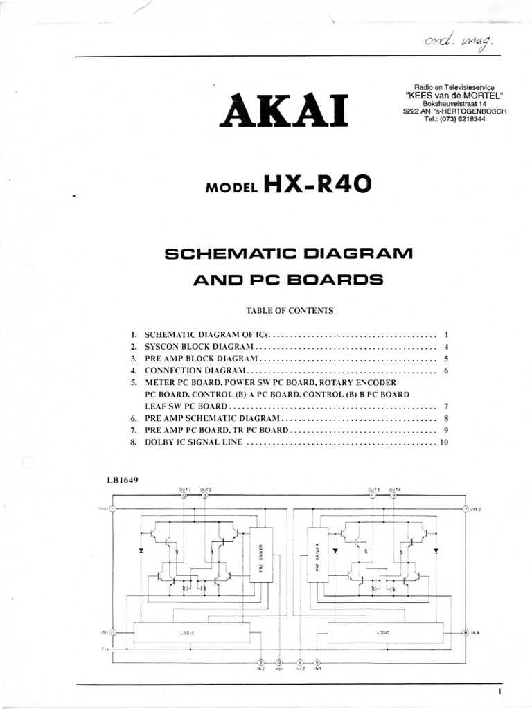Akai HX-R40 Schematic Diagram Guide | PDF | Electrical Circuits ...