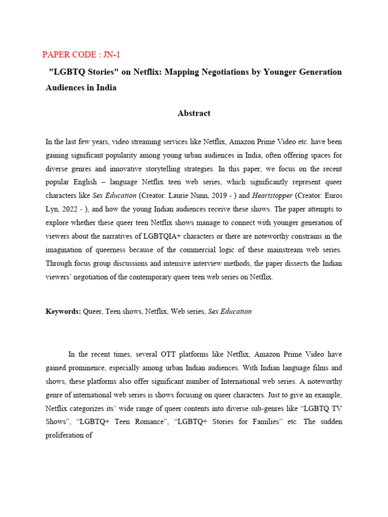 Paper Code JN-1 | PDF | Lgbt Community | Lgbt Paper Code JN-1 | PDF | Lgbt Community | Lgbt