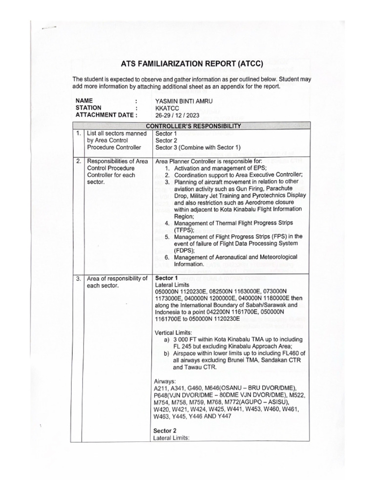 ATS FAMILIARIZATION REPORT (ATCC) | PDF