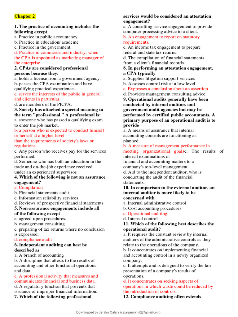 Chapter 1 21 Book Questionnaires 1 | PDF | Audit | Financial Audit