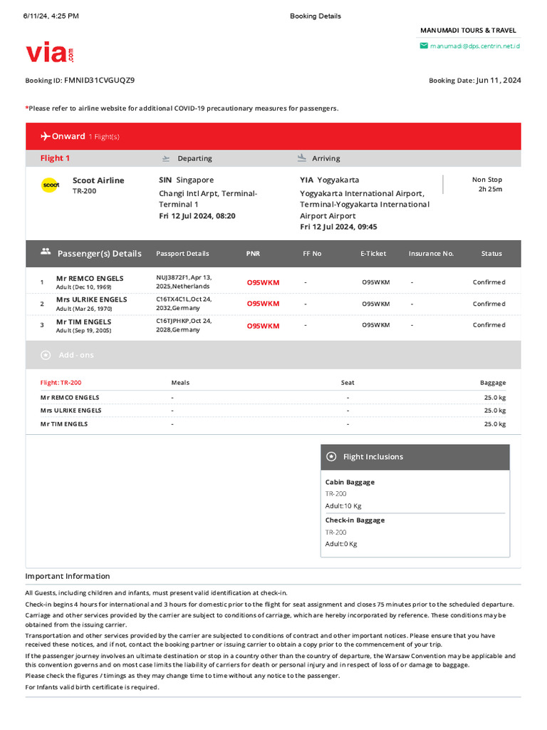 Scoot Airline Booking Confirmation | PDF | Airlines | Transport