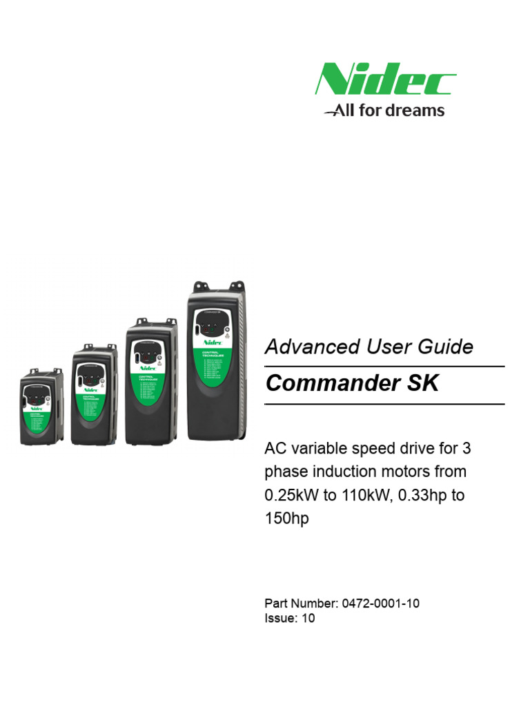 Frequentieregelaars Commander SK Advanced User Guide en Iss10 0472 0001 10 | PDF | Parameter ...