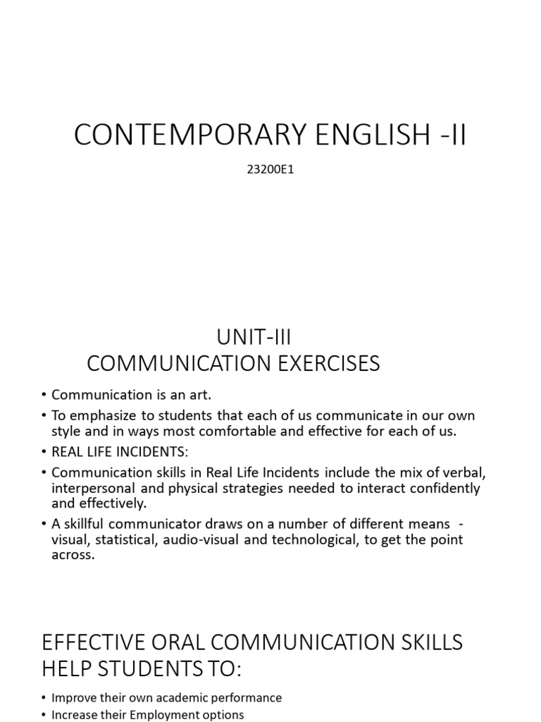 Contemporary English - II Unit-III | PDF | Communication | Learning Contemporary English - II Unit-III | PDF | Communication | Learning